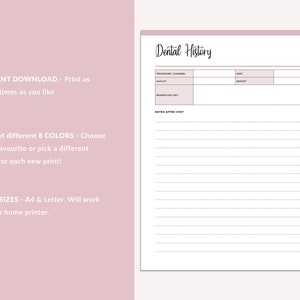 Printable Dental History, Dental Records, Dental Procedures, Dentist ...