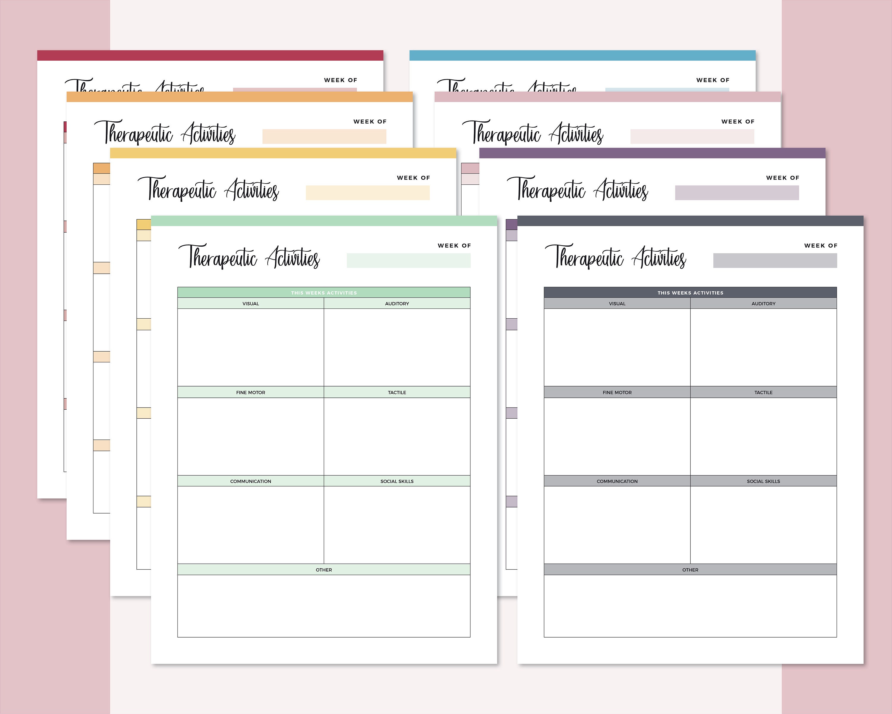 Printable Therapeutic Activities Record Therapy for Autism - Etsy