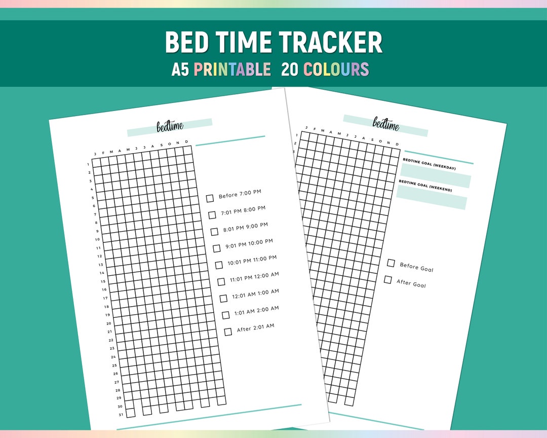 A5 Bed Time Tracker, Printable Sleep Routine Journal, Simple Sleeping ...