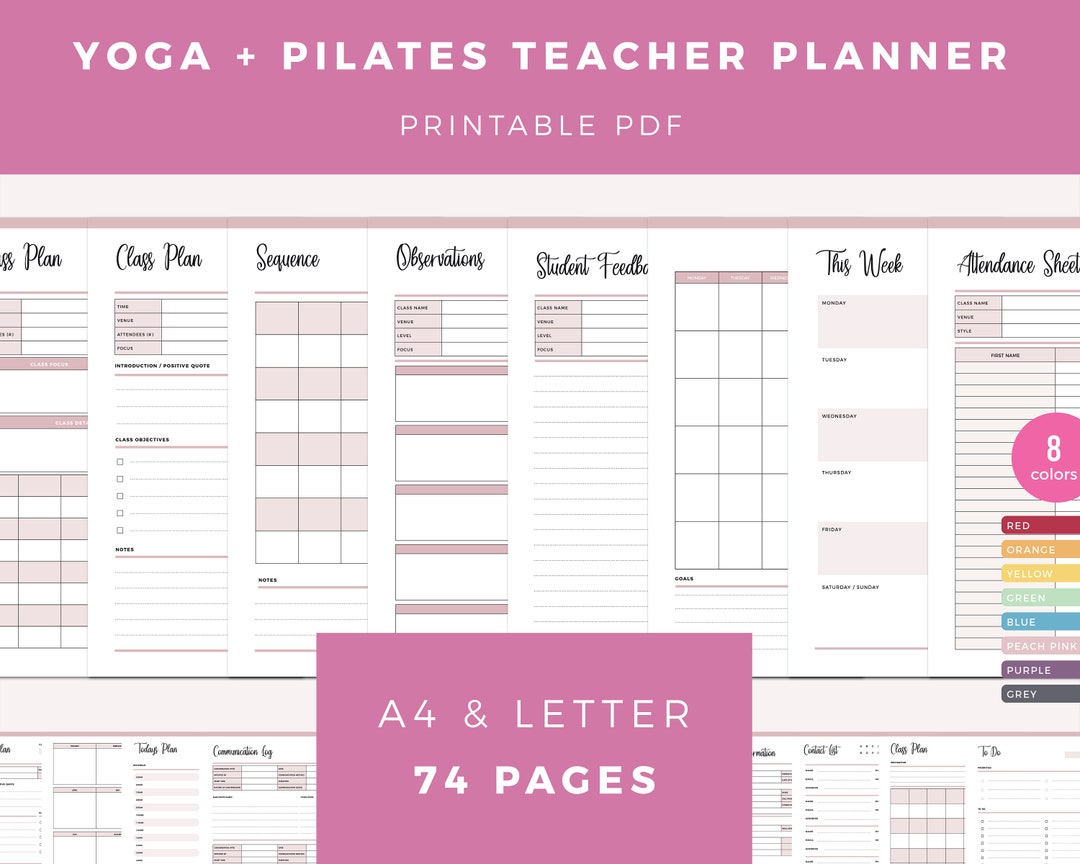 Printable Yoga Teacher Planner, Pilates Instructor Binder, Yoga ...