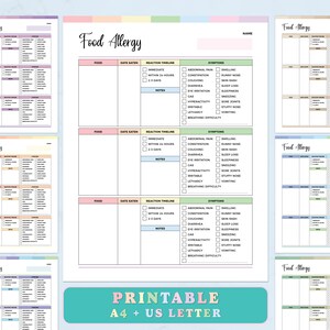 Printable Food Allergy Log - Food and Symptom Diary - Food Allergy ...
