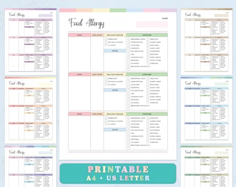 Printable Food Allergy Tracker Sheet, Food and Symptom Diary, Food ...