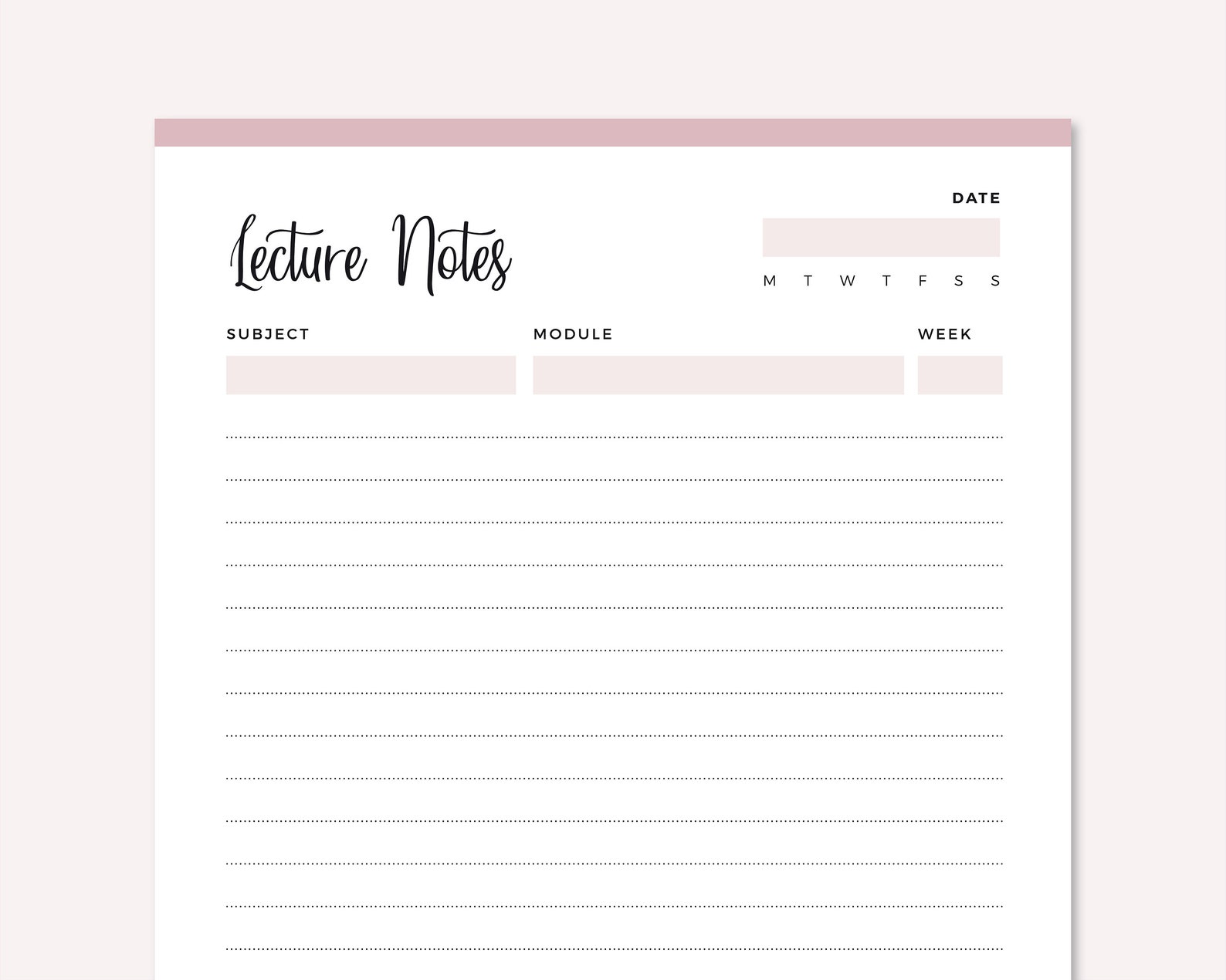 Printable Lecture Notes, Note Taking Template, College Student Lined ...