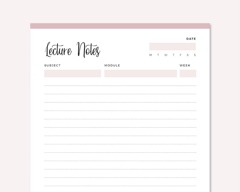 Printable Lecture Notes Note Taking Template College Student - Etsy