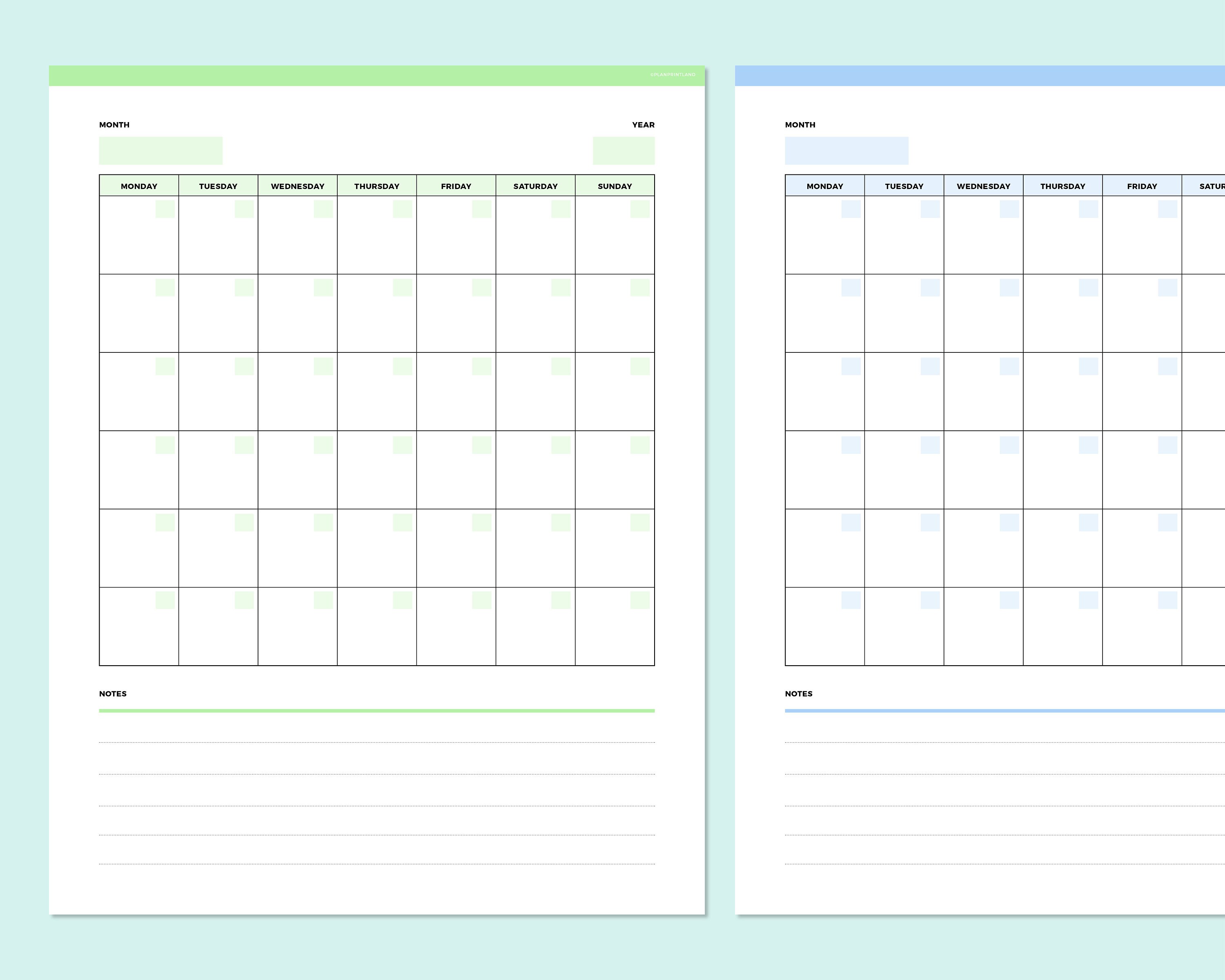 Editable Blank Calendar Template Printable, Calendar PDF, Monthly ...