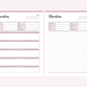 Printable Yoga Class Observations, Yoga Instructor Planner, Pilates ...