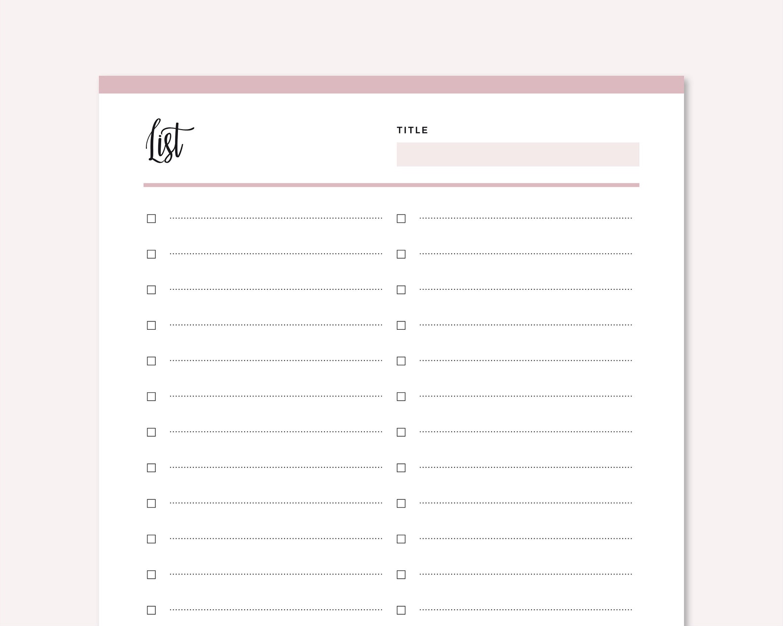 Printable Checklist Template, Blank List, Simple List for Planner, Cute ...