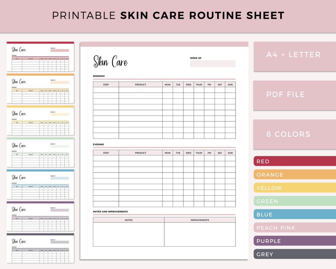 Skincare Routine Printable, Skin Care Routine, Skincare Planner ...