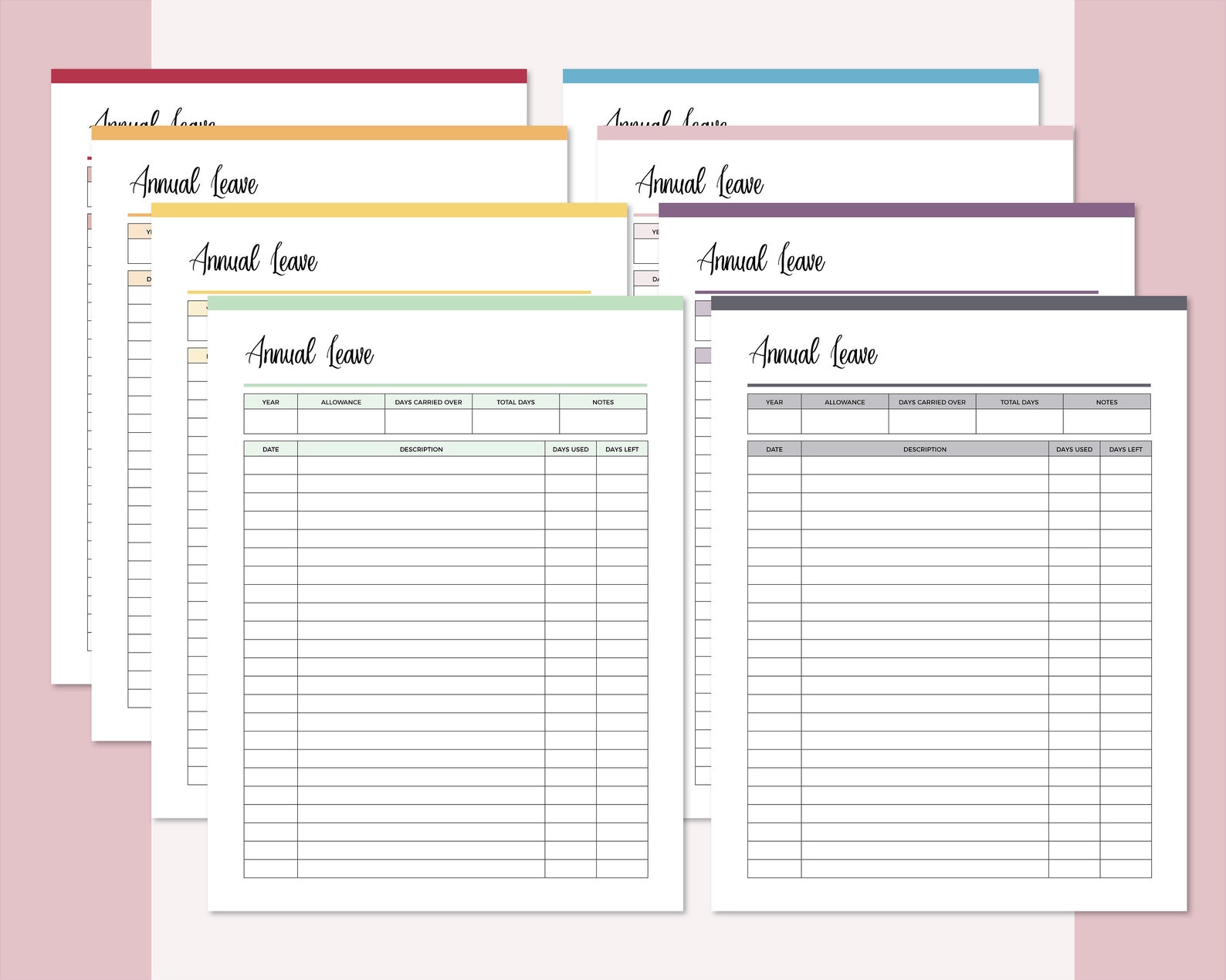 Annual Leave Tracker Printable, Work Leave Tracker, Work Holiday ...