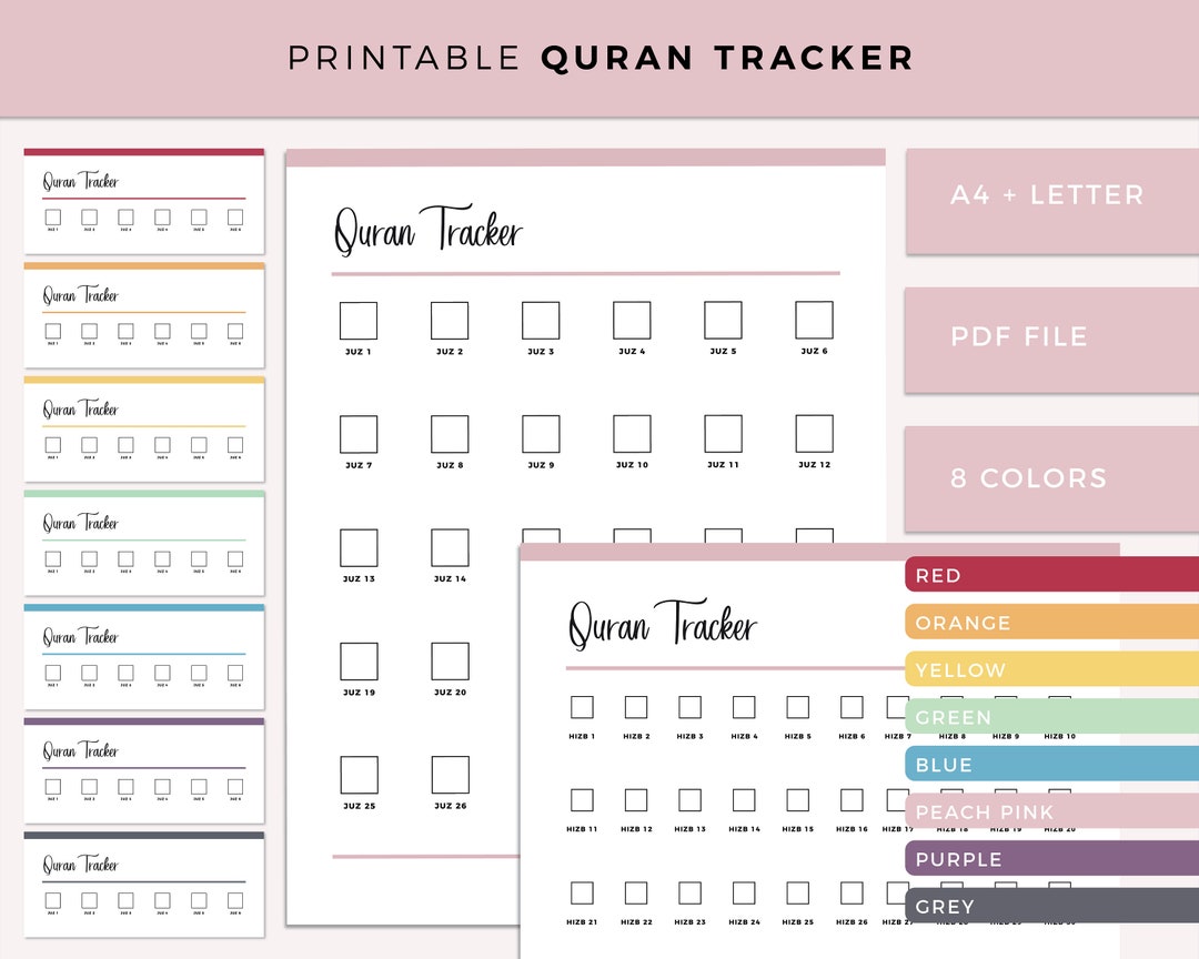Printable Quran Tracker, Quran Memorization, Islamic Study, Islamic ...