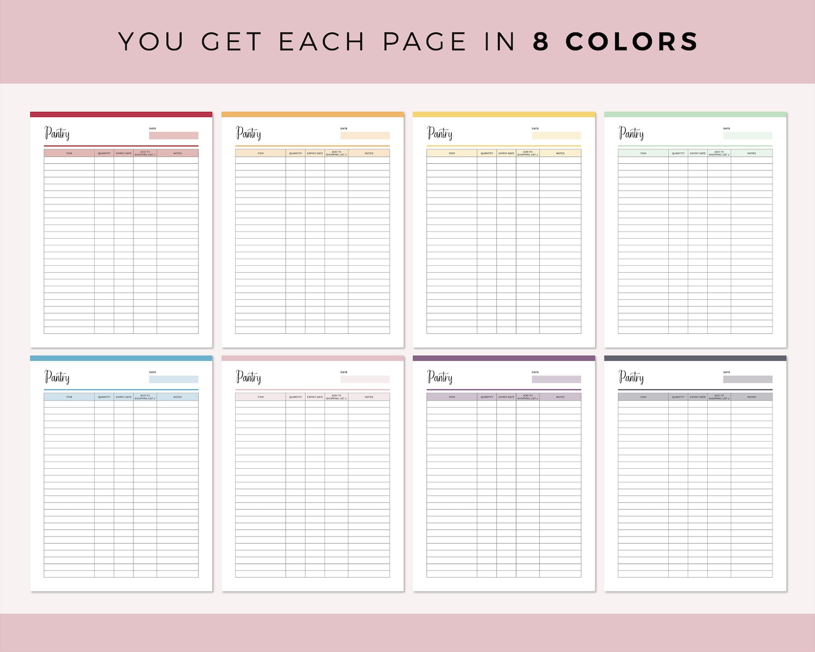 Kitchen Inventory Planner Printable, Inventory Tracker, Pantry ...
