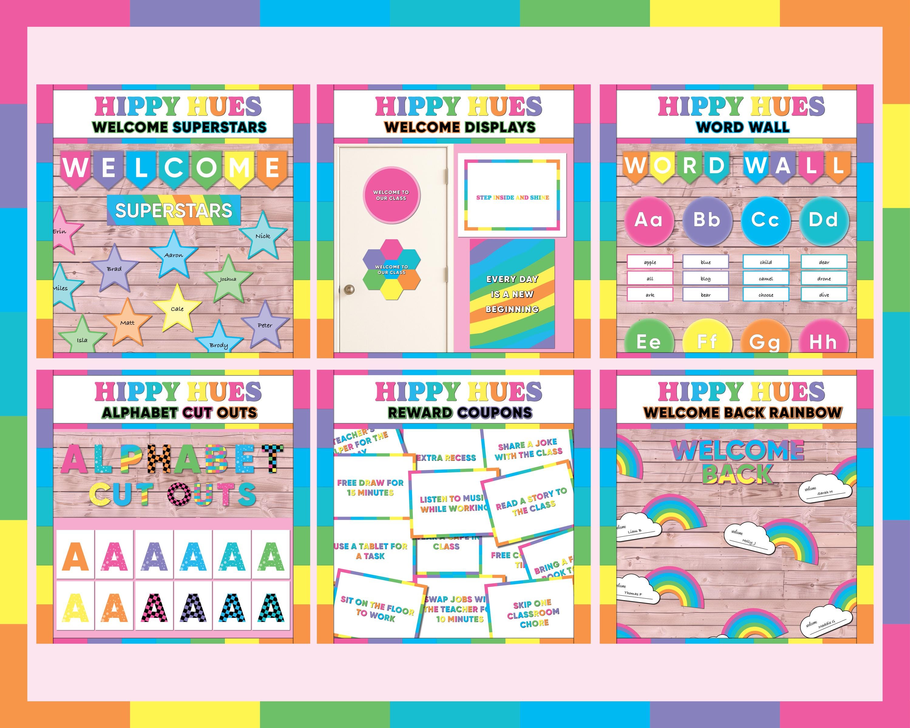 Bright Rainbow Classroom Decor Bundle | Colorful Bulletin Board Pack ...