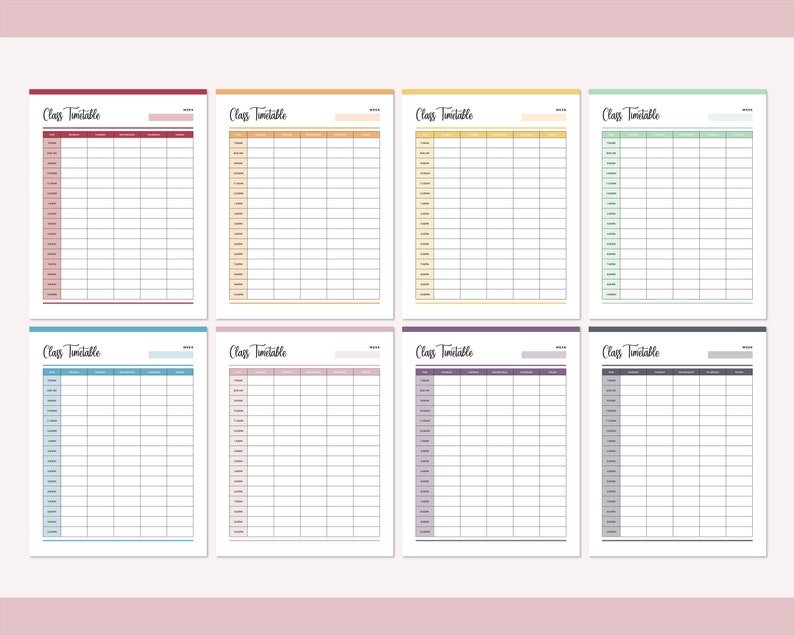 Printable Class Timetable Print at Home Blank Student Time - Etsy