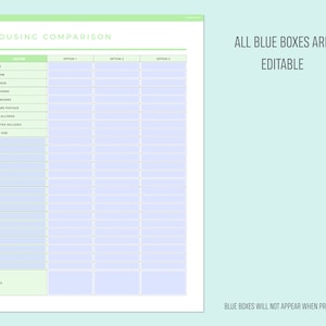 Editable House Comparison Printable, House Hunting Comparison Template ...