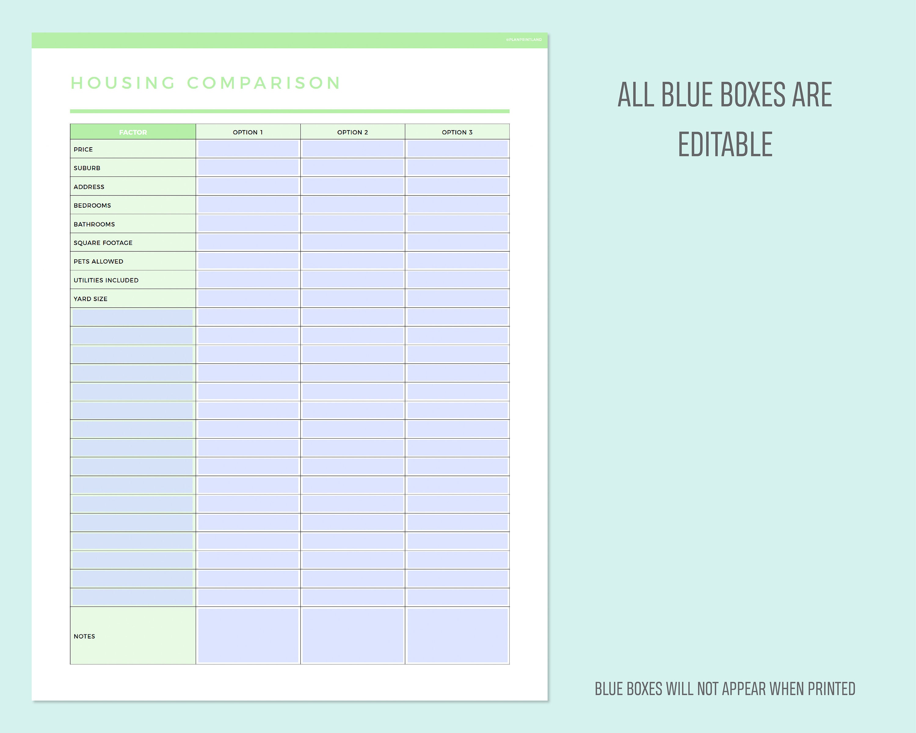Editable House Comparison Printable, House Hunting Comparison Template ...