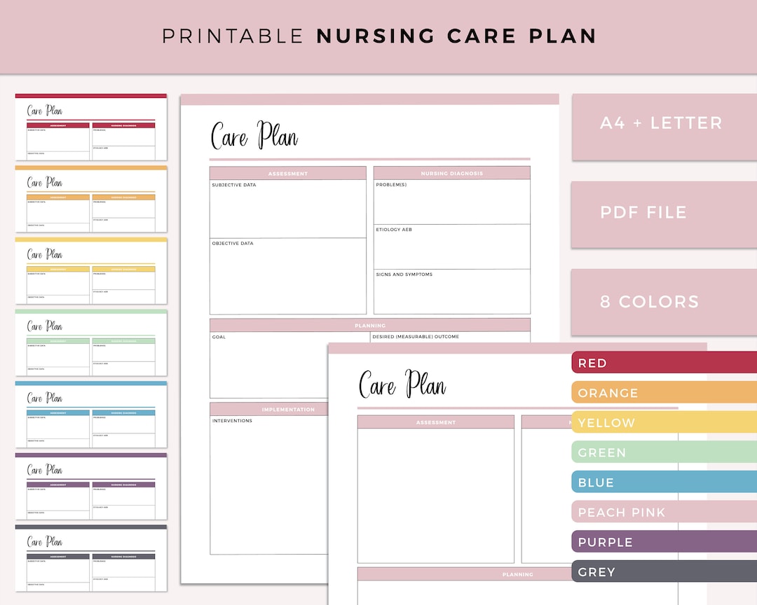 Printable Nursing Care Plan, ADPIE, Nursing Student Resources, Student ...