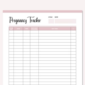 Printable HGC Pregnancy Tracker, Pregnancy Line Progression Log ...
