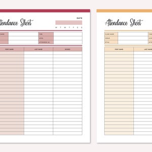 Printable Fitness Class Attendance Sheet, Sign off Sheet, Yoga Class ...