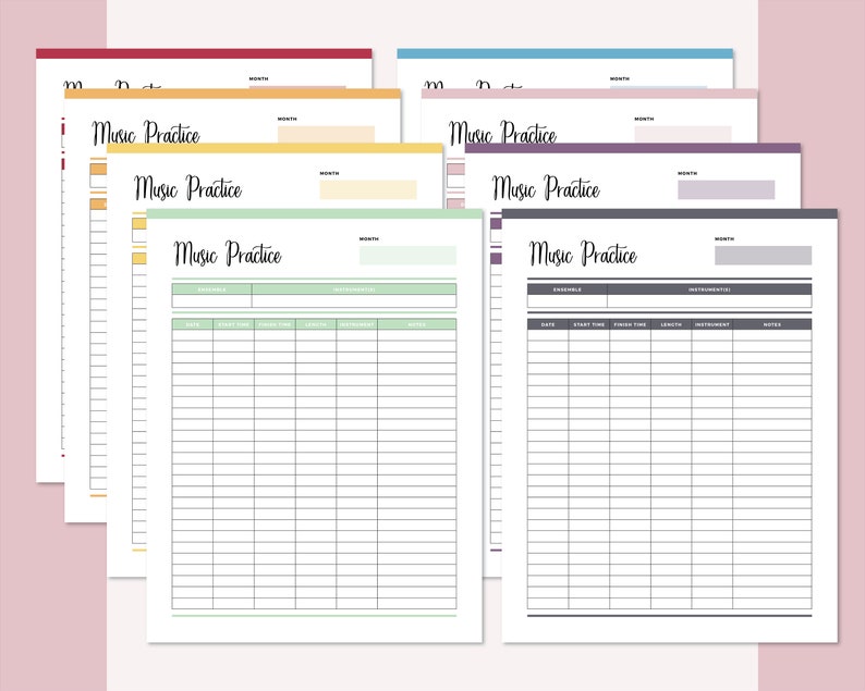 Printable Music Practice Journal Instrument Practice Sheet - Etsy