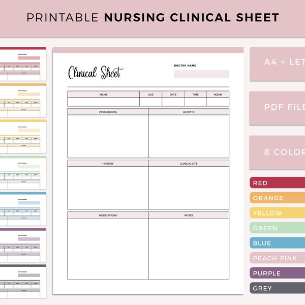 Nursing Clinical Sheet Template - Etsy