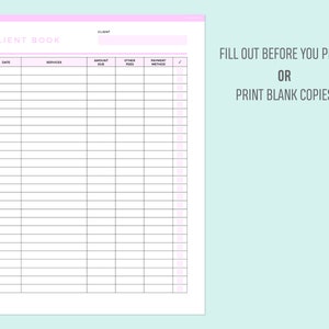 Editable Client Tracker, Client Book, Client Log, Client Payment ...