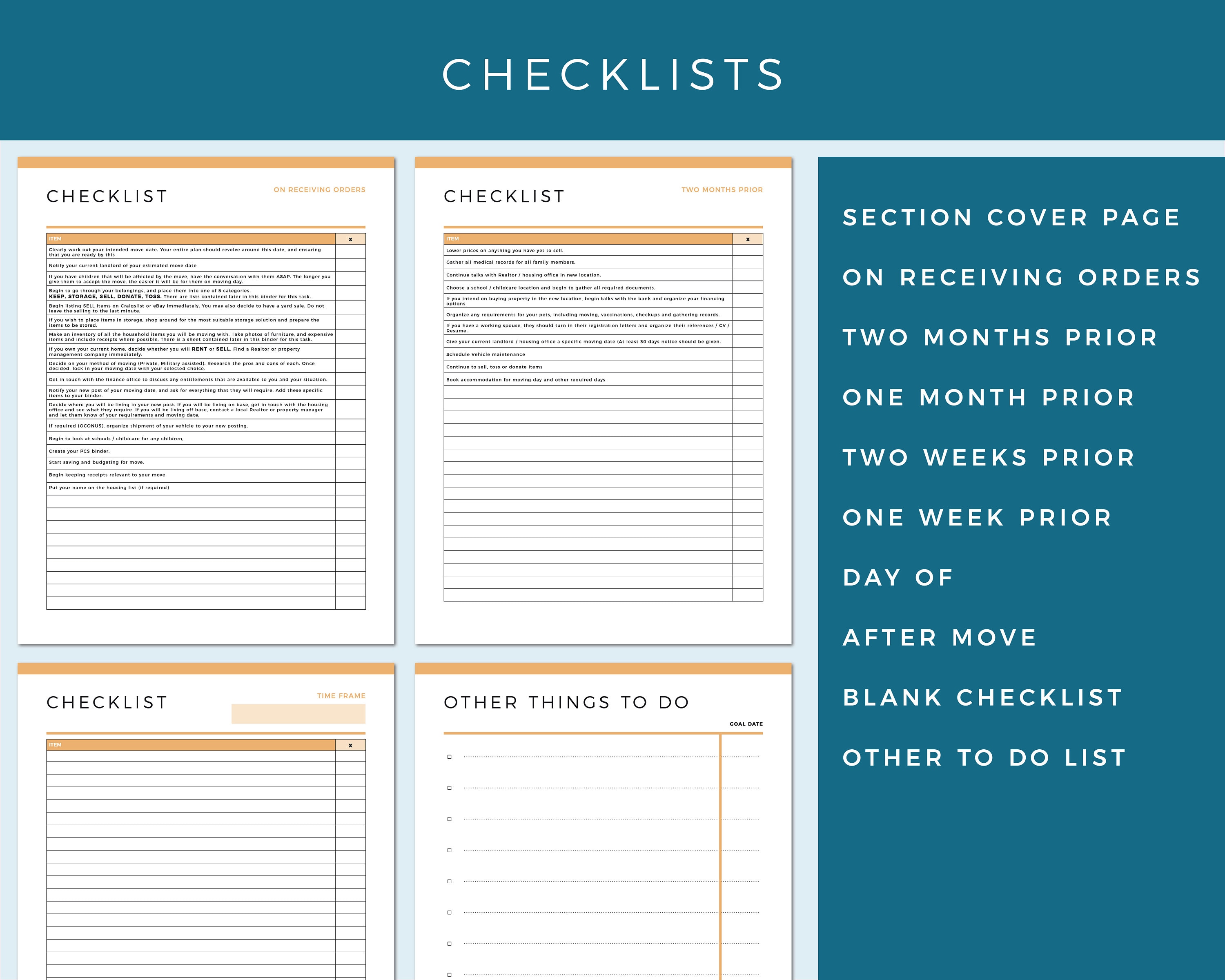PCS Binder Printable PCS Checklist Military Move Planner - Etsy Canada
