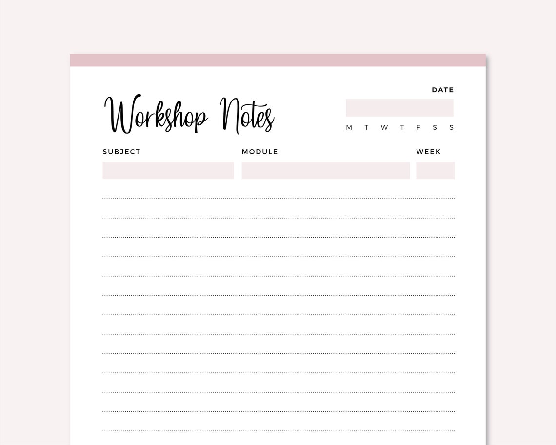 Printable University Workshop Notes Print at Home College - Etsy