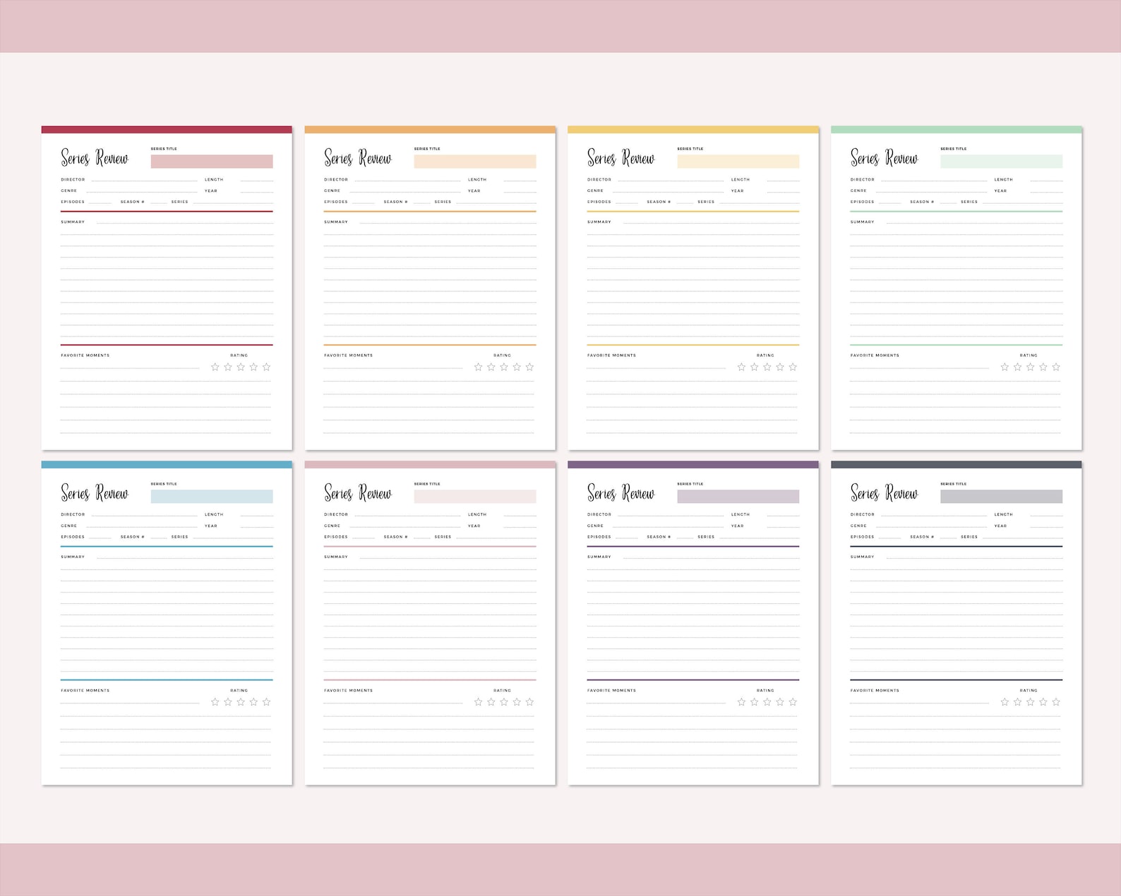 Printable TV Series Review Sheet Television Show Log TV Show - Etsy