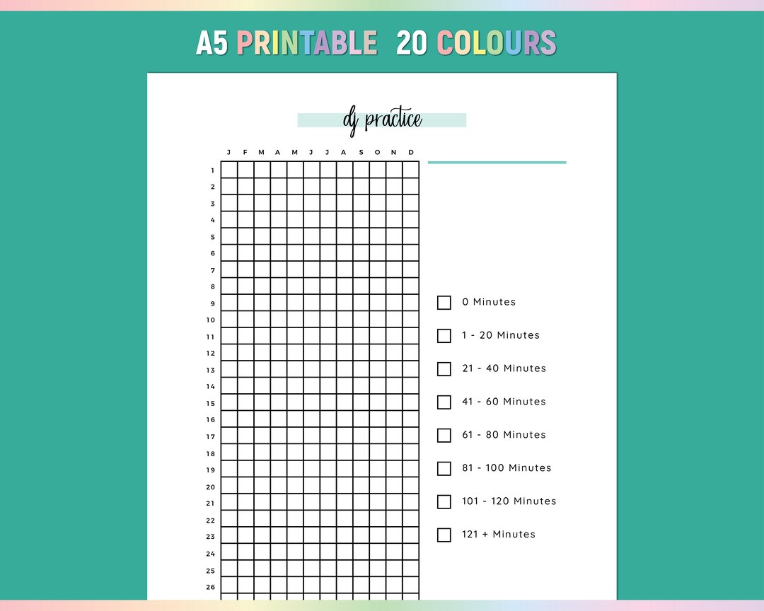 A5 DJ Practice Tracker, Printable DJ Training Journal, Simple Dj Study Chart, Daily Dj Practice ...