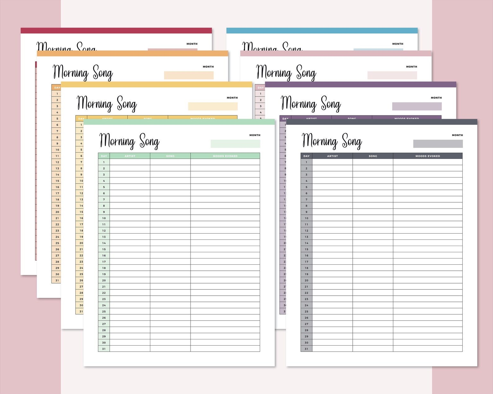Printable Morning Song Log Morning Music Playlist Positive | Etsy