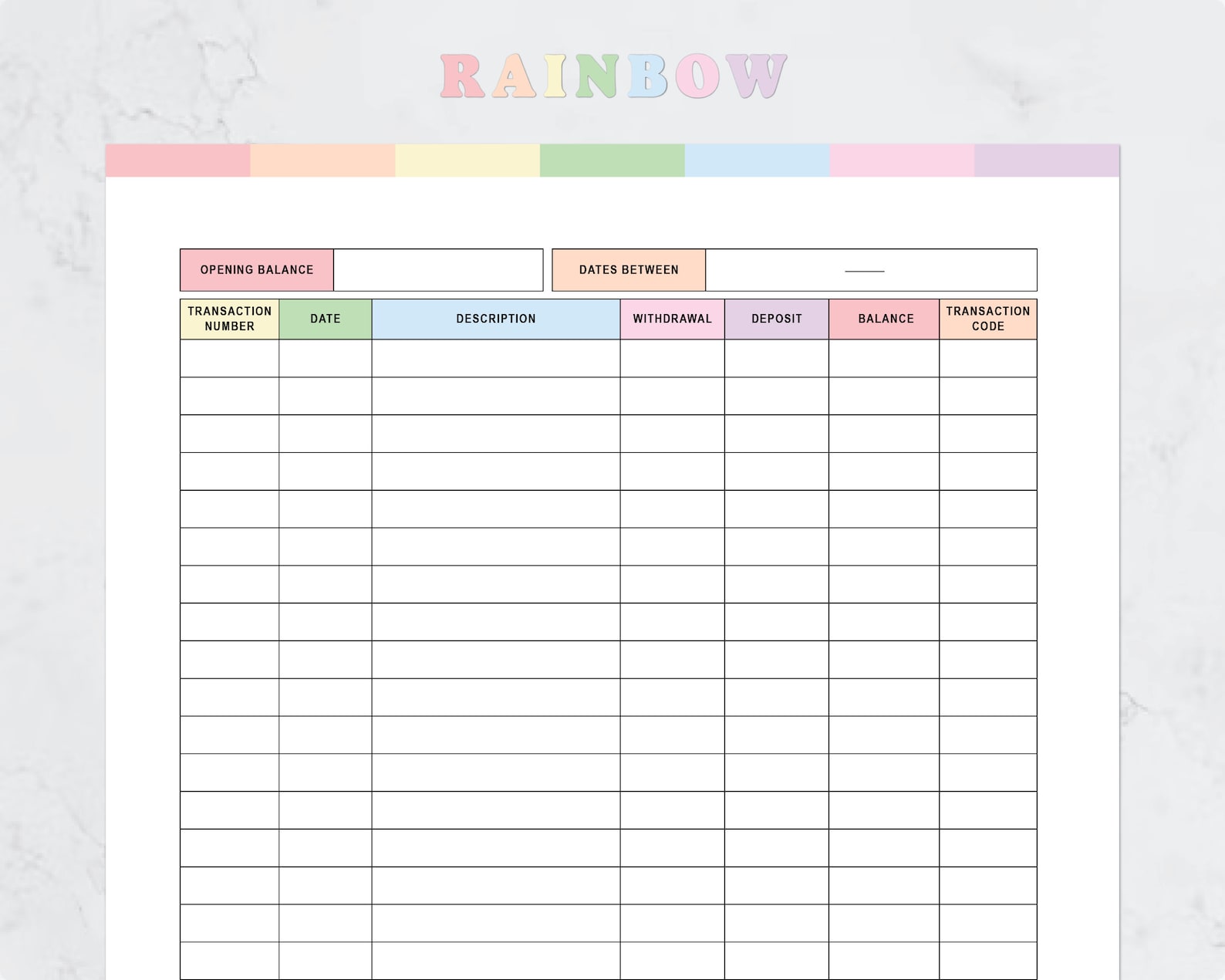 Printable Checkbook Register PDF, Check Book Balance Log, Account ...