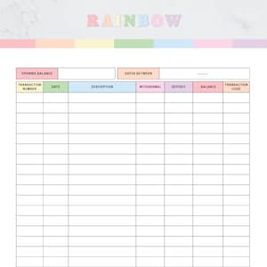 Printable Checkbook Register PDF, Check Book Balance Log, Account ...