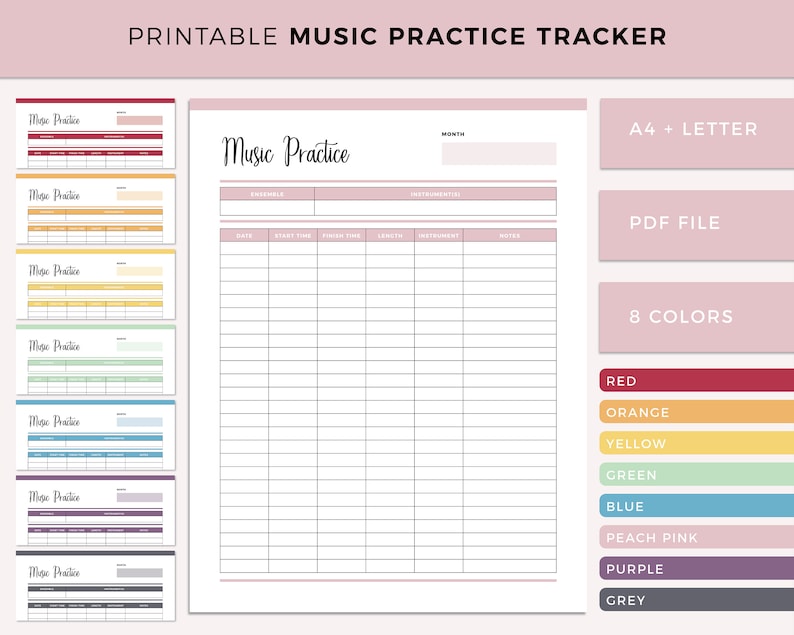 Printable Music Practice Journal Instrument Practice Sheet - Etsy
