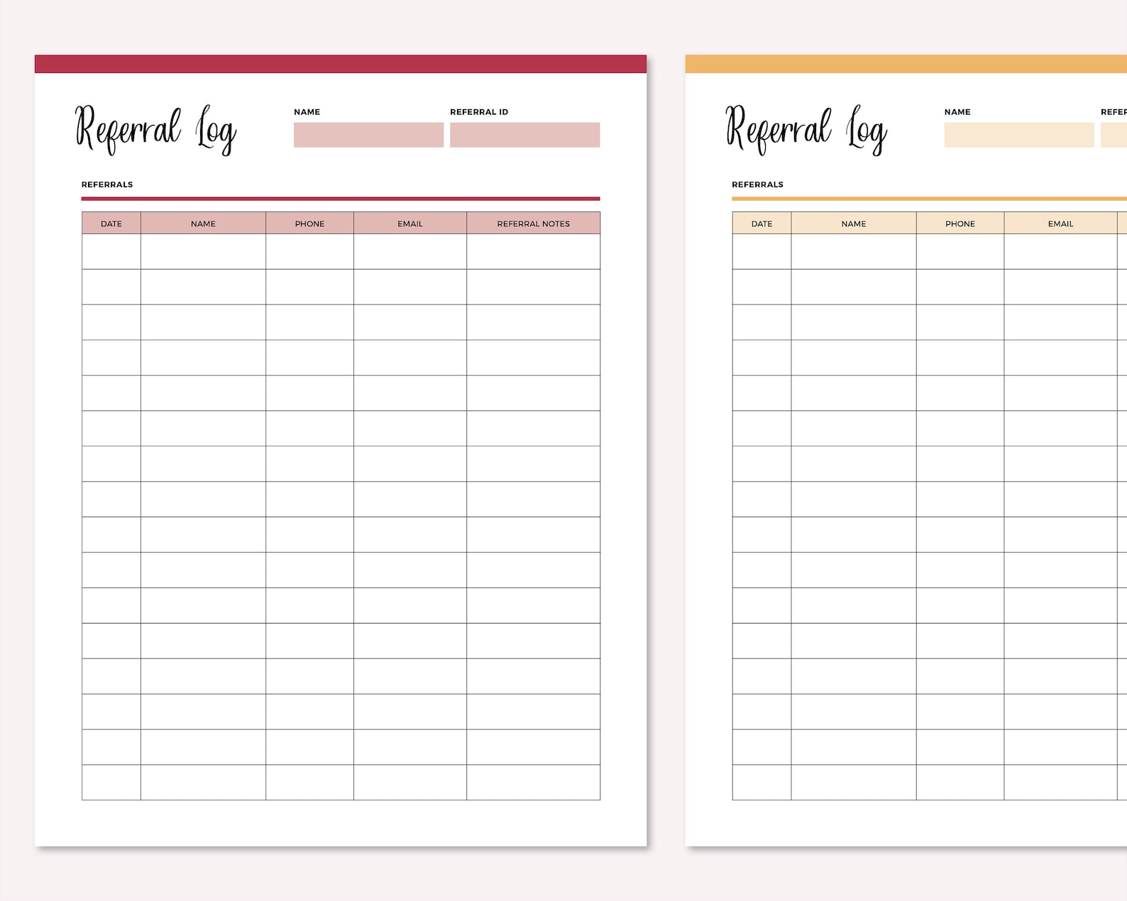 Printable Referral Tracker, Client Referral Tracking, Referrals ...