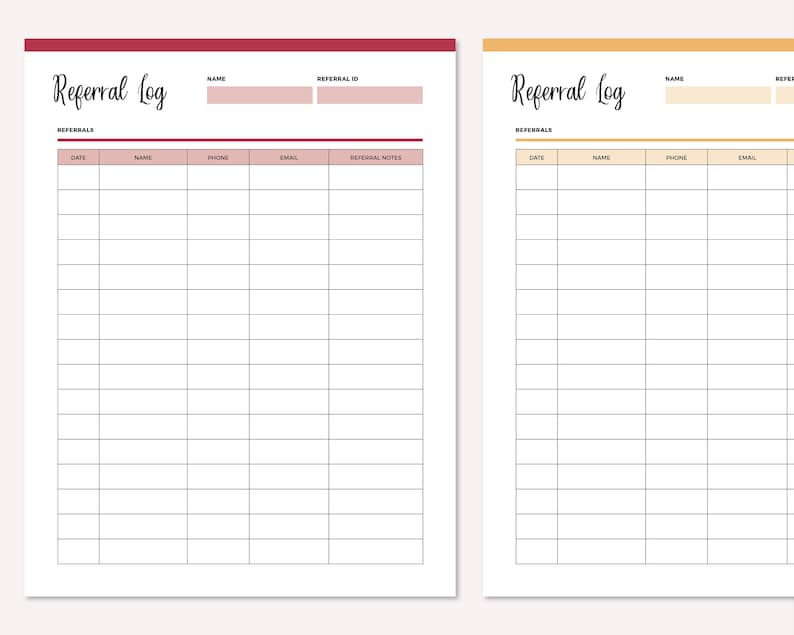 Printable Referral Tracker, Client Referral Tracking, Referrals ...