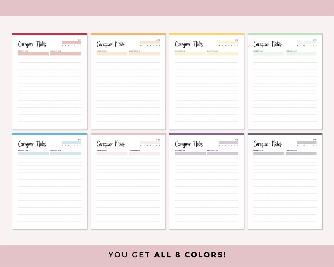 Caregiver Notes Printable Care Giver Note Taking Skeet Notes - Etsy