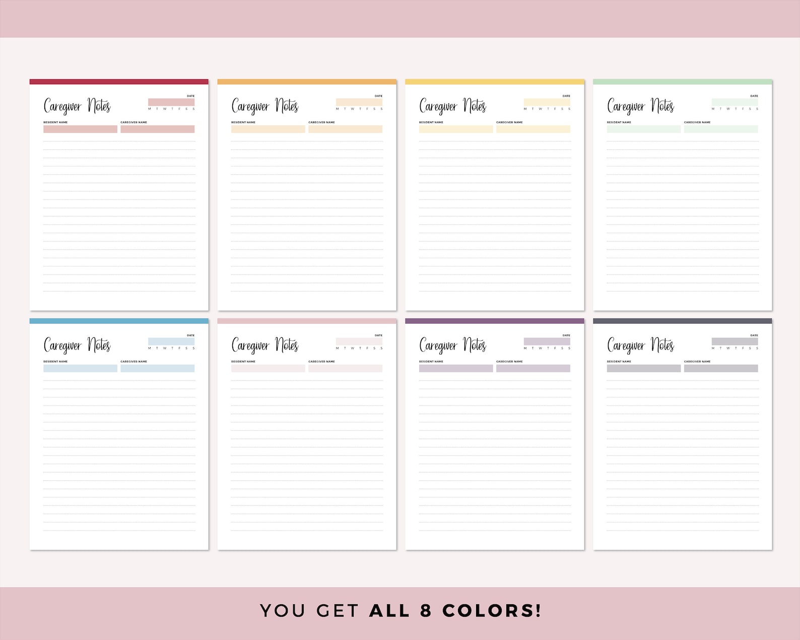 Caregiver Notes Printable Care Giver Note Taking Skeet Notes - Etsy