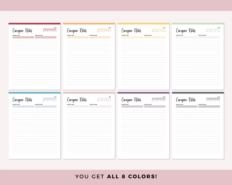 Caregiver Notes Printable Care Giver Note Taking Skeet Notes - Etsy
