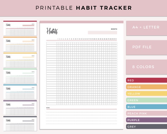 Printable Monthly habit tracker Print at home habbit tracking | Etsy