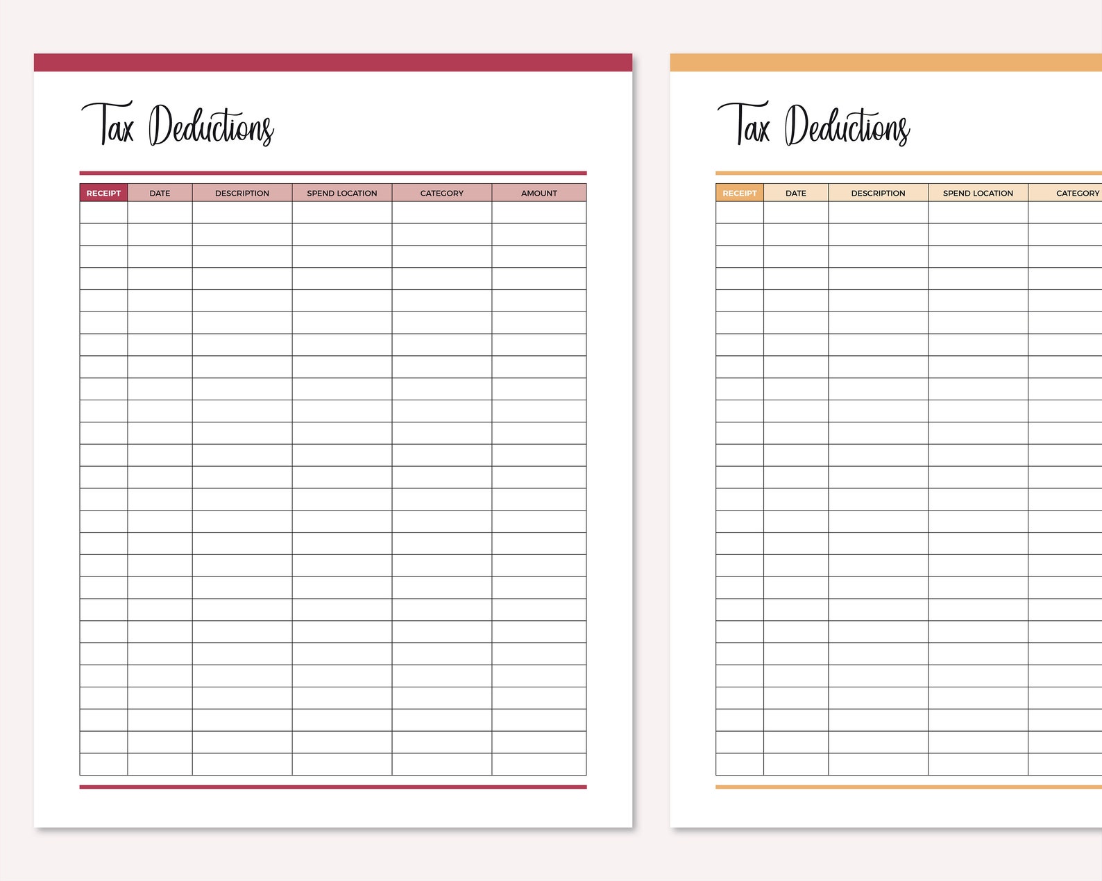 Printable Tax Deduction Tracker Business Tax Log Online - Etsy