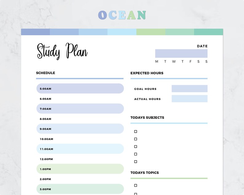 Printable Student Study Planner, Timetable Template (PDF) - Etsy