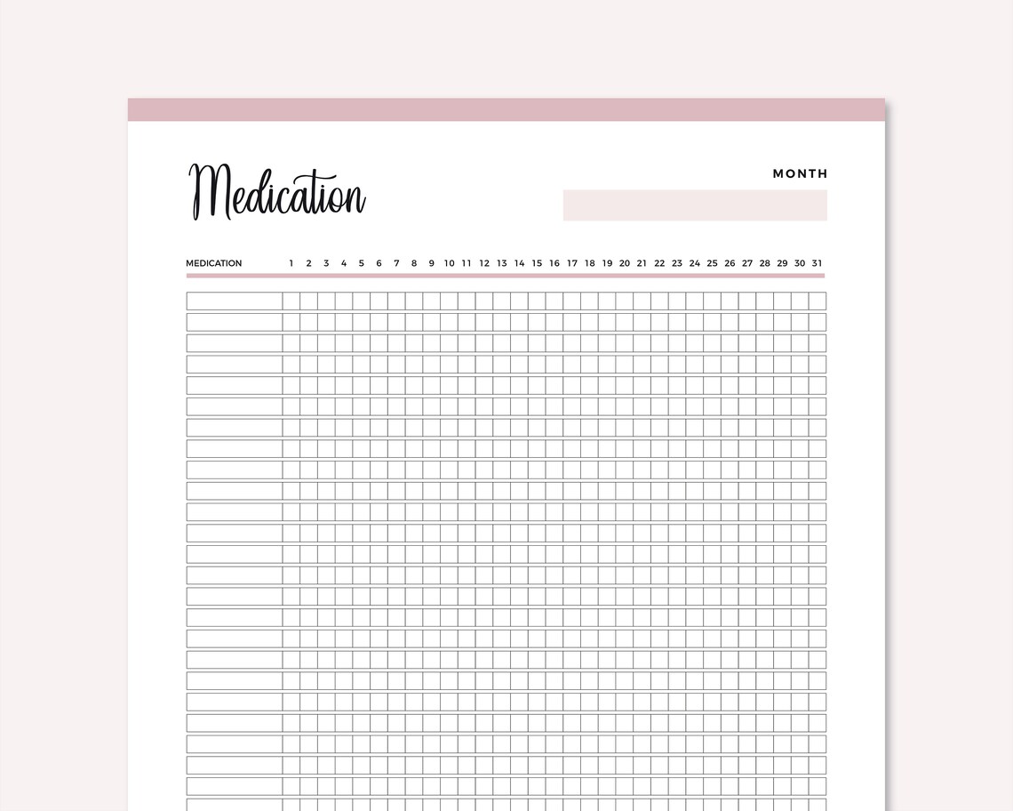 Printable Medication Tracker, Daily Medication and Vitamin Print at ...