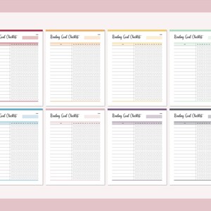 Reading Goal Checklist Printable, Monthly Reading Goals, Book Lover ...