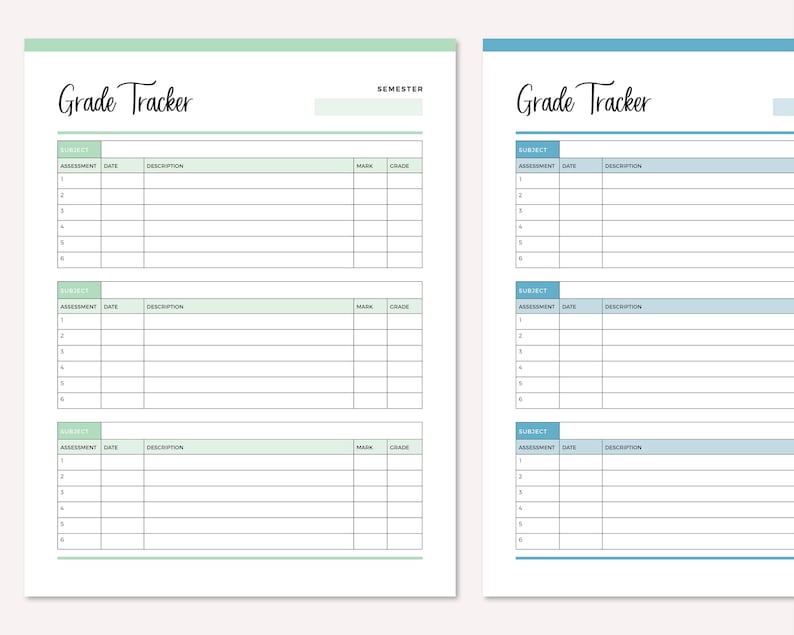 Printable Grade Tracker Homeschool Gradebook Student Grading - Etsy