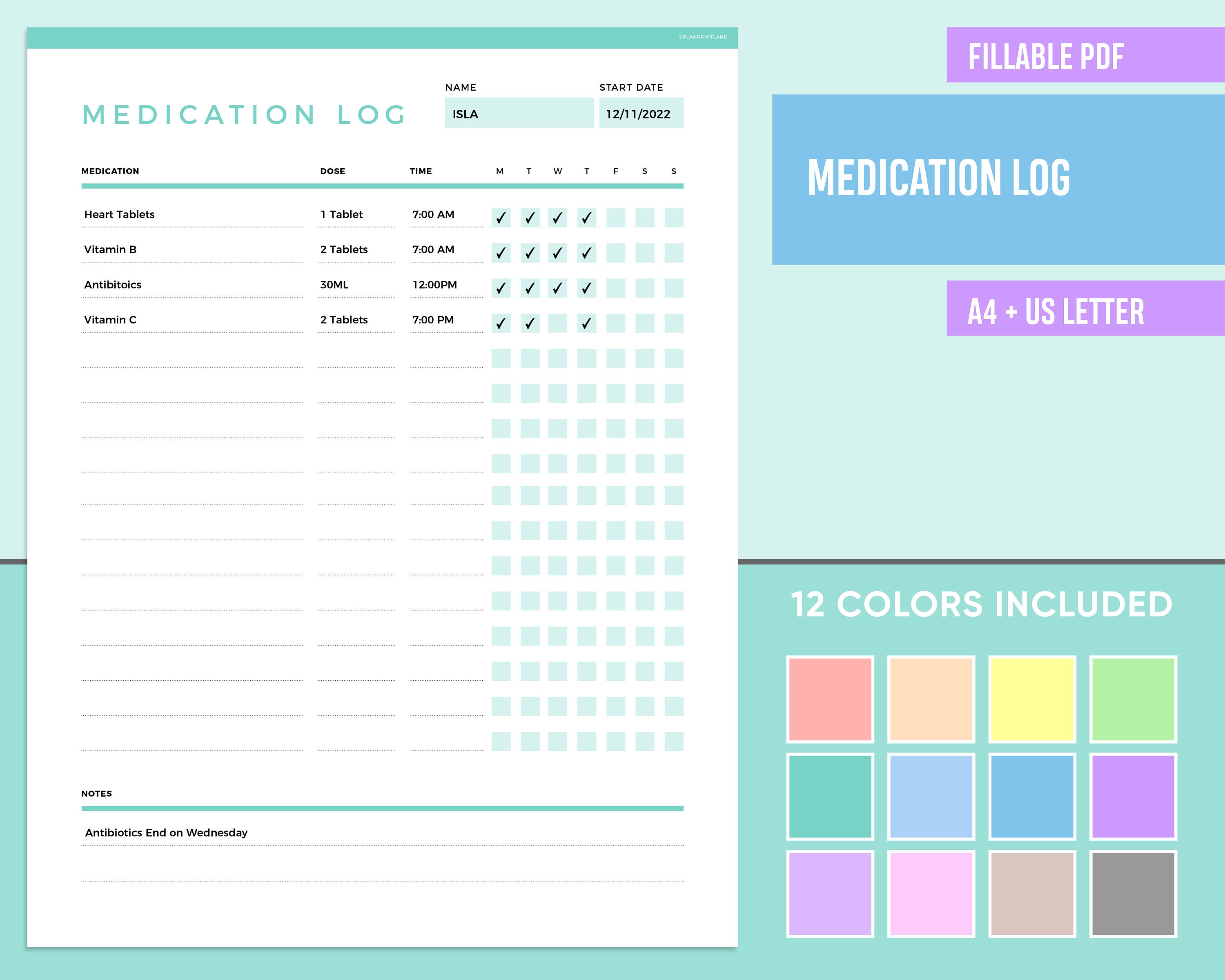 Editable Medication Tracker Printable Fillable Medication - Etsy UK