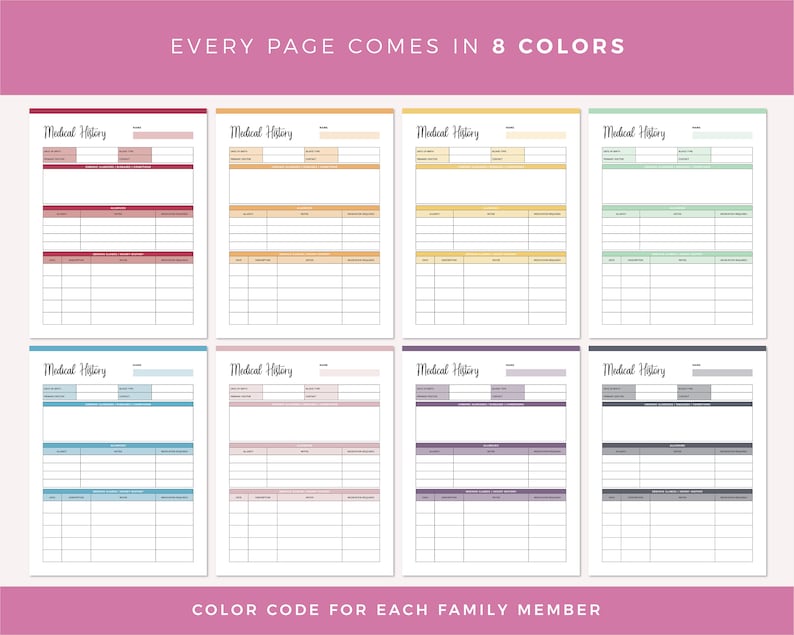 Family Medical Binder Printable, Health Care Planner, Health Tracker ...