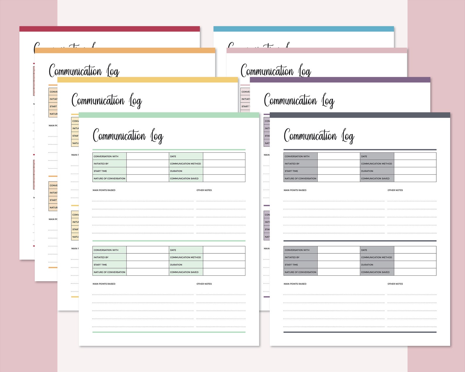 Printable Communication Log, Call Log Template, A4 and Letter Size ...