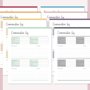Printable Communication Log, Call Log Template, A4 and Letter Size ...