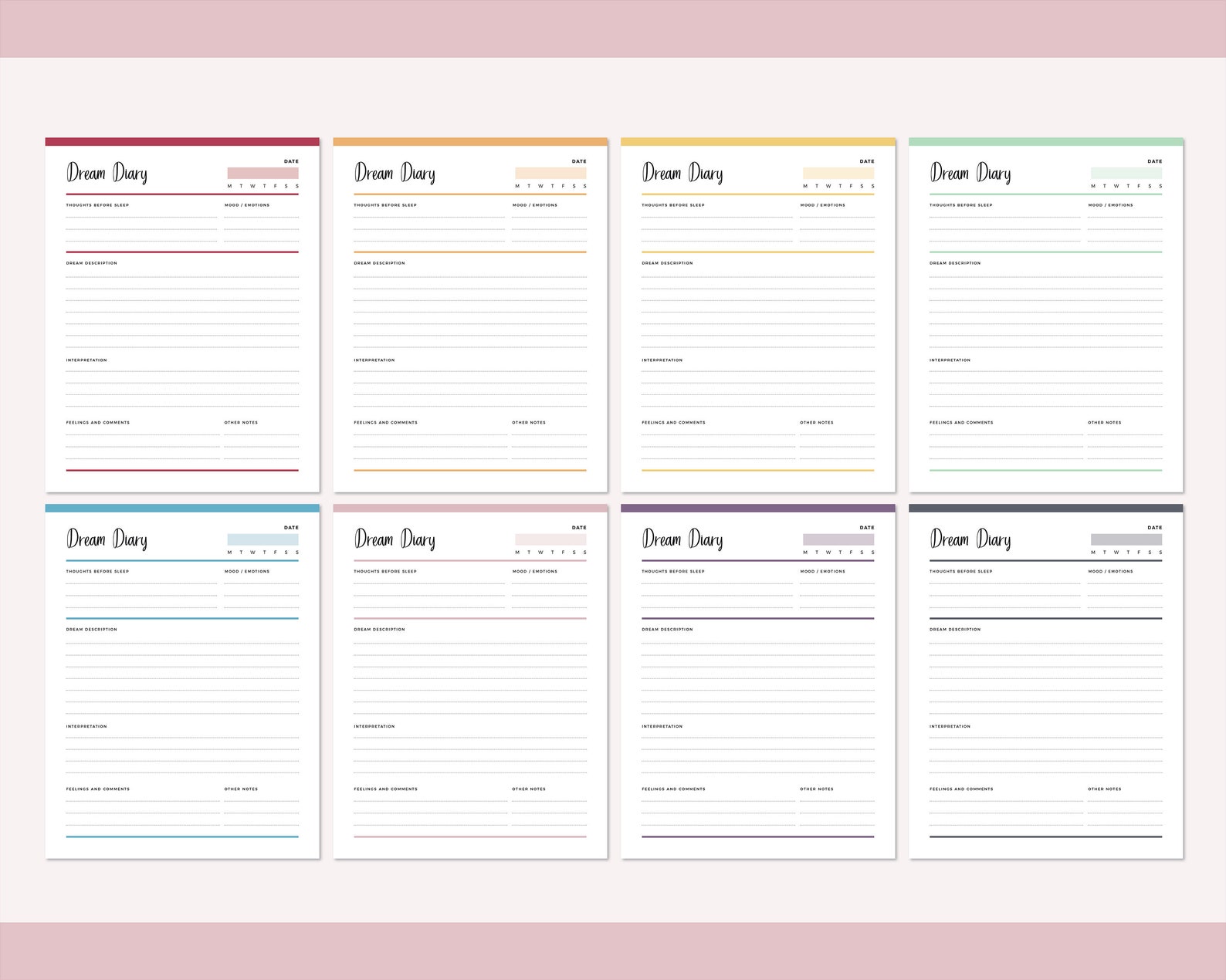 Printable Dream Journal, Print at Home Dream Diary, Dream ...