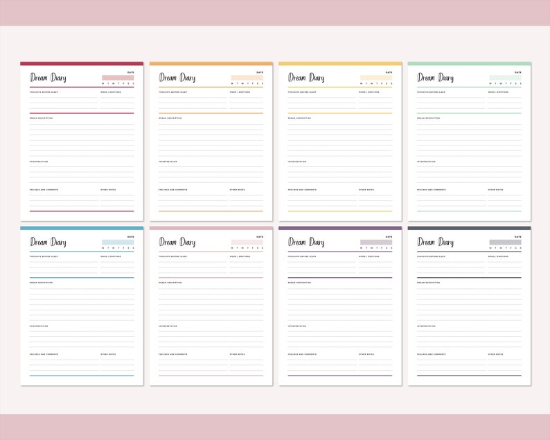 Printable Dream Journal Print at Home Dream Diary Dream - Etsy